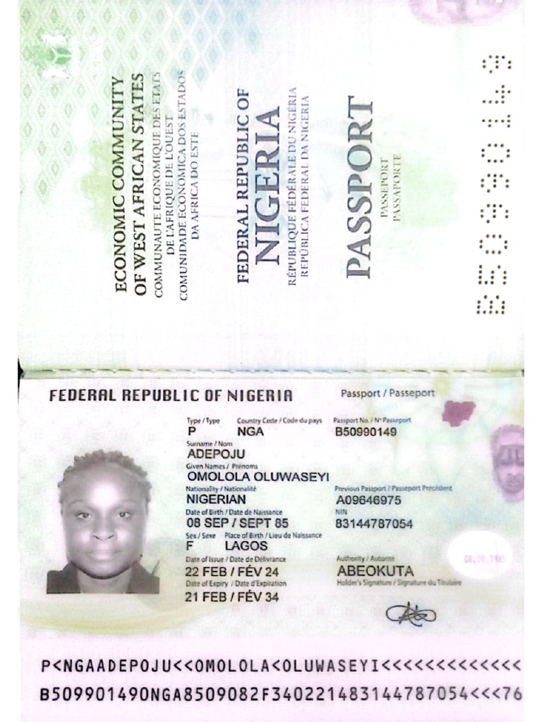 Omolola International Passport | PDF