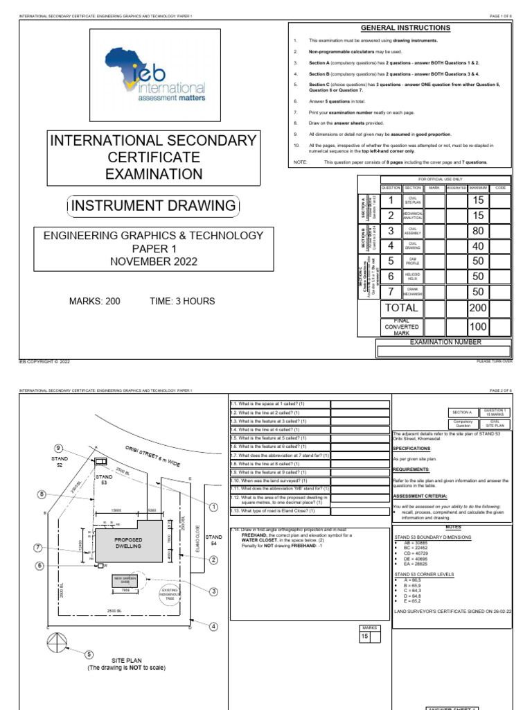 Engineering Graphics Exam Paper 2022 | PDF | Door | Window