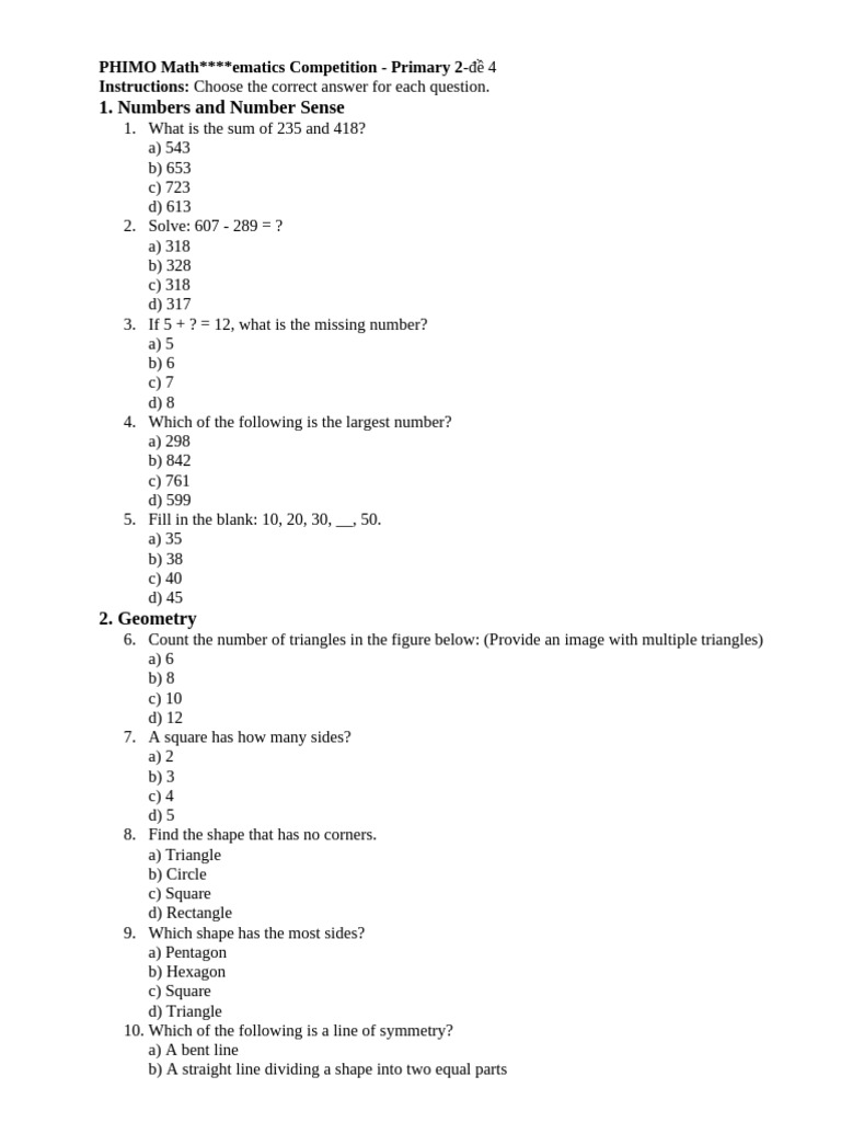 PHIMO Math-đề4 | PDF | Shape | Triangle