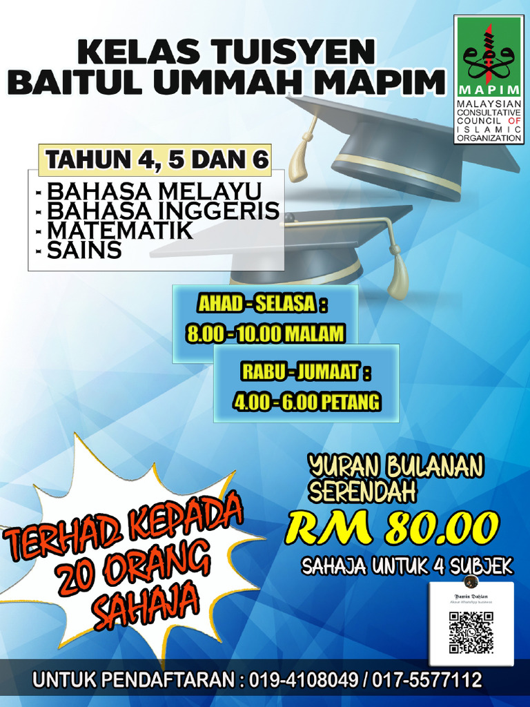Poster Kelas Tuisyen Mapim Wasap | PDF