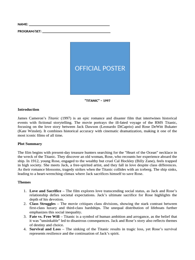 Template For Film Analysis | PDF
