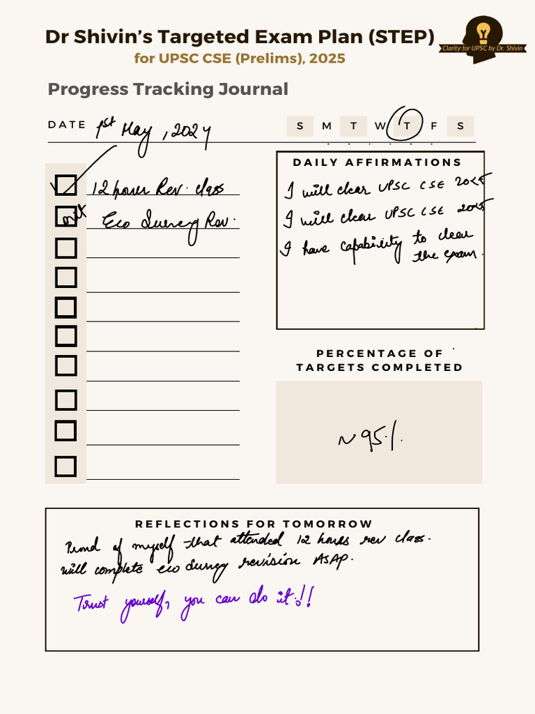 Progress Tracking Journal 1st May | PDF