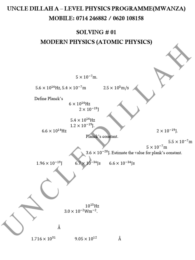 Modern Physics Questions | PDF | Photoelectric Effect | Electron