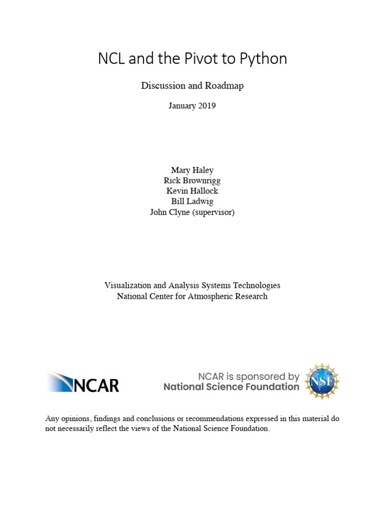 NCL Pivot To Python Report and Roadmap | PDF | Python (Programming Language) | Library (Computing)
