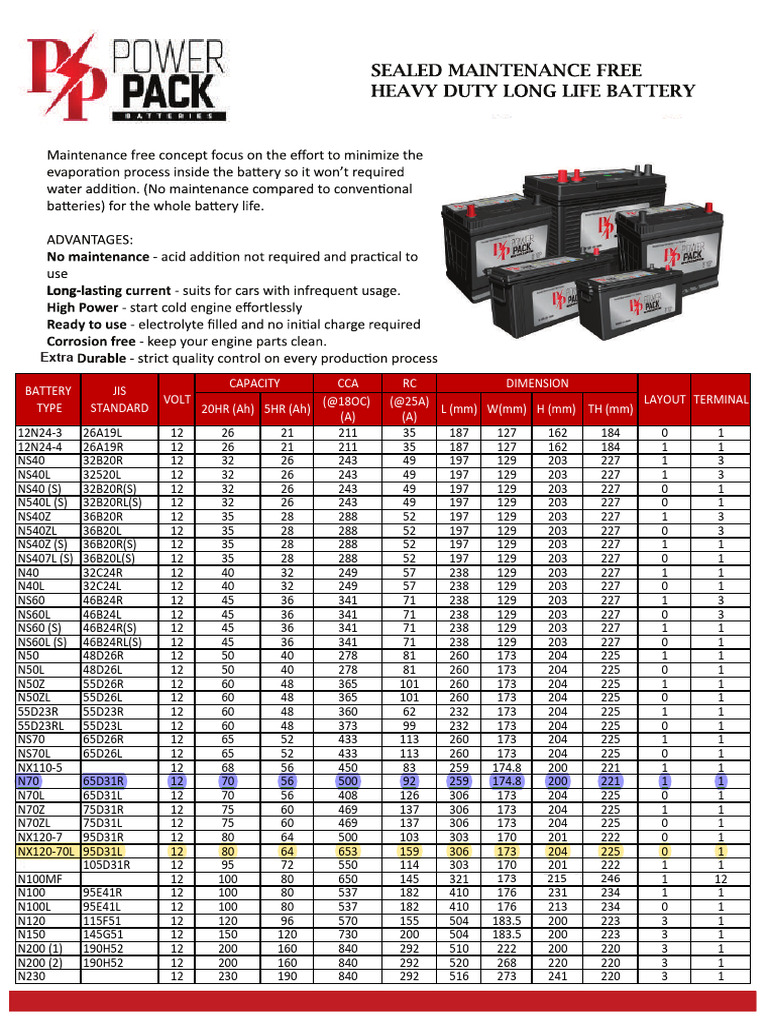 New Power Pack Battery Data Sheet | PDF