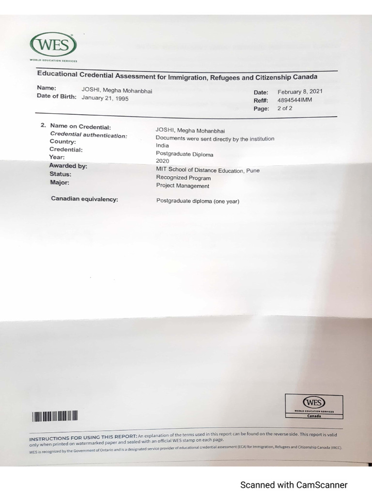 WES Recognition - Confirmation Letter of Student | PDF