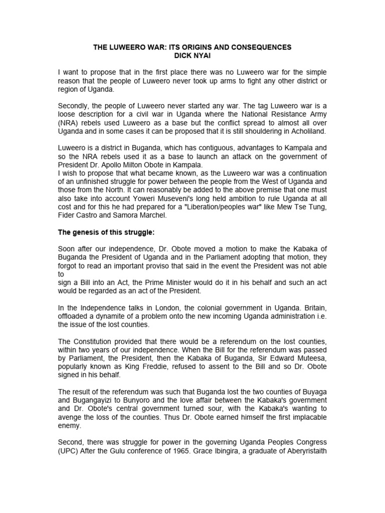 Luwero Triangle (Collins) | PDF | Uganda