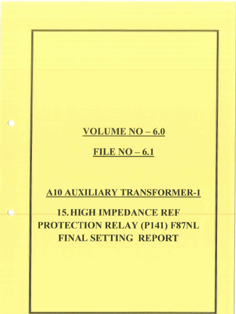 15.high Impedance Ref Protection Relay (P141) F87NL Final Setting ...