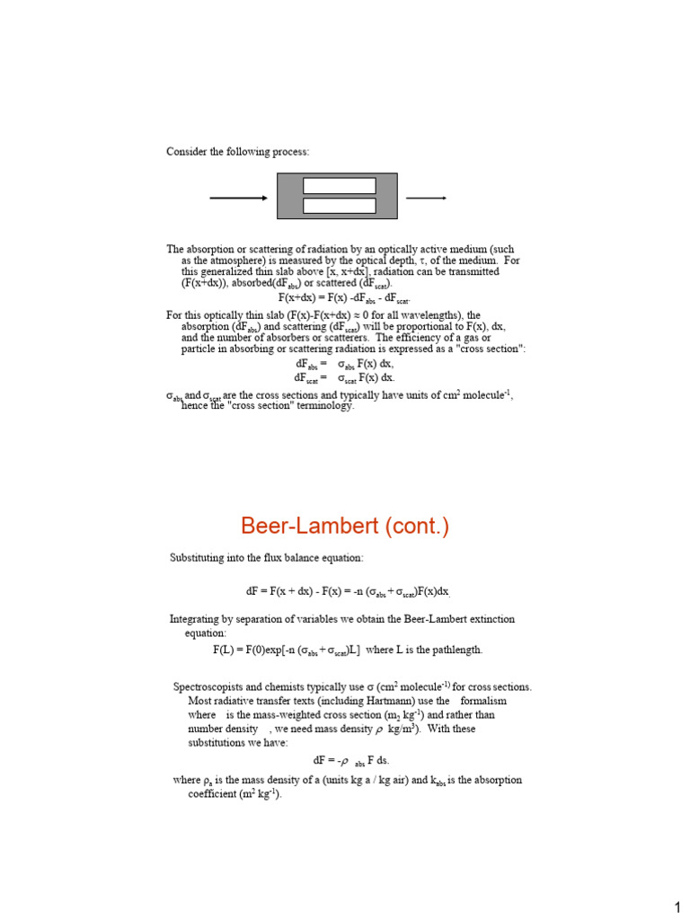 The Beer-Lambert Law - Optical Depth | PDF | Quantity | Physical Chemistry