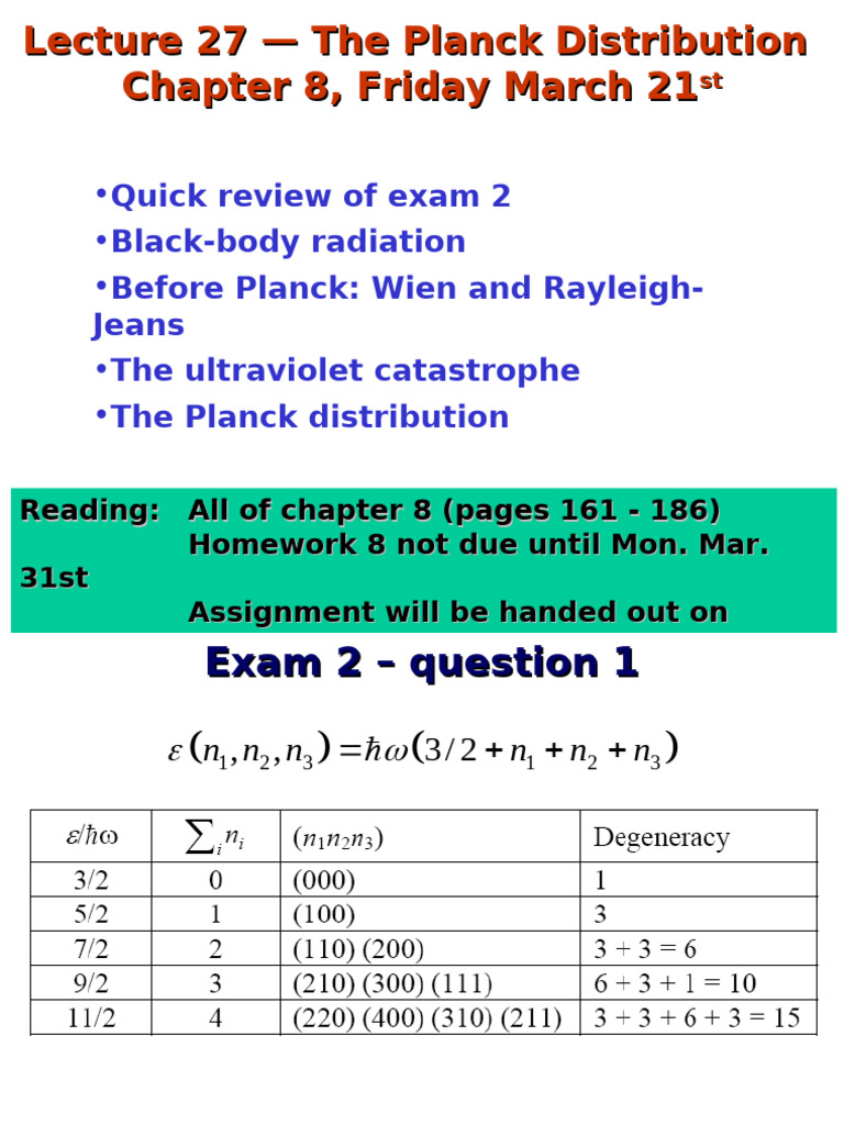 The Planck Distribution | PDF | Physical Sciences | Physical Chemistry