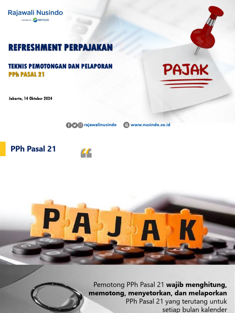 Materi Refreshment Pajak - PPH Pasal 21 - 14112024 | PDF