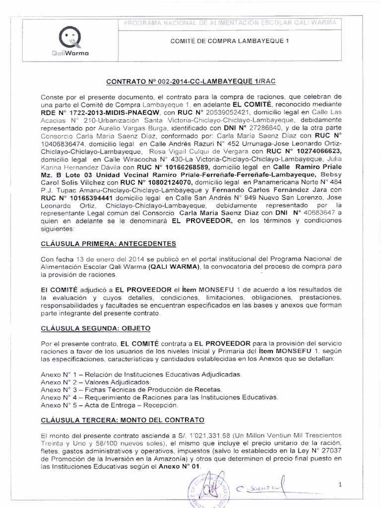 Contrato Proveedor - QW | PDF