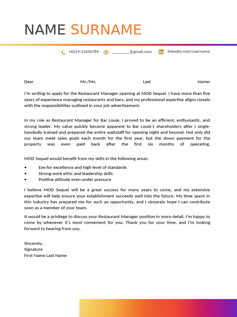 Restaurant Manager Application for MOD Sequel | PDF