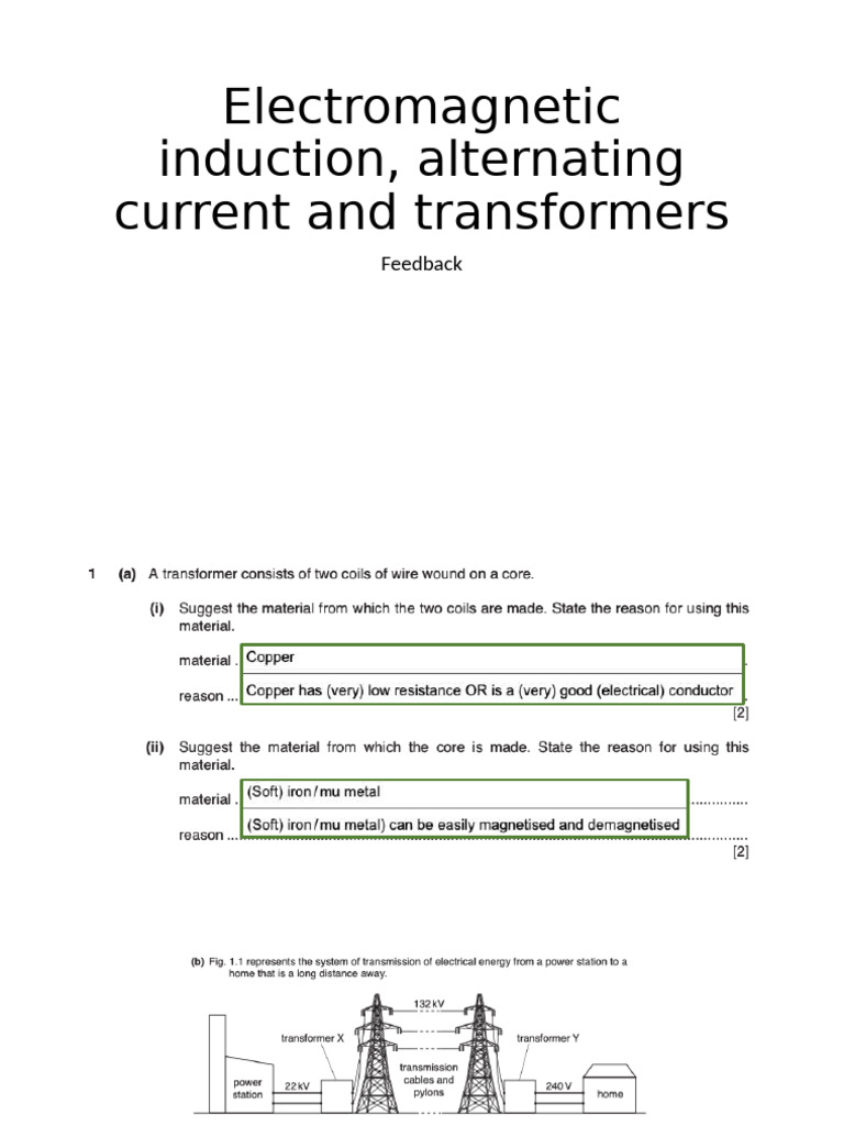 3 Electromagnetic Induction Alternating Current And Transformers Feedback Pdf
