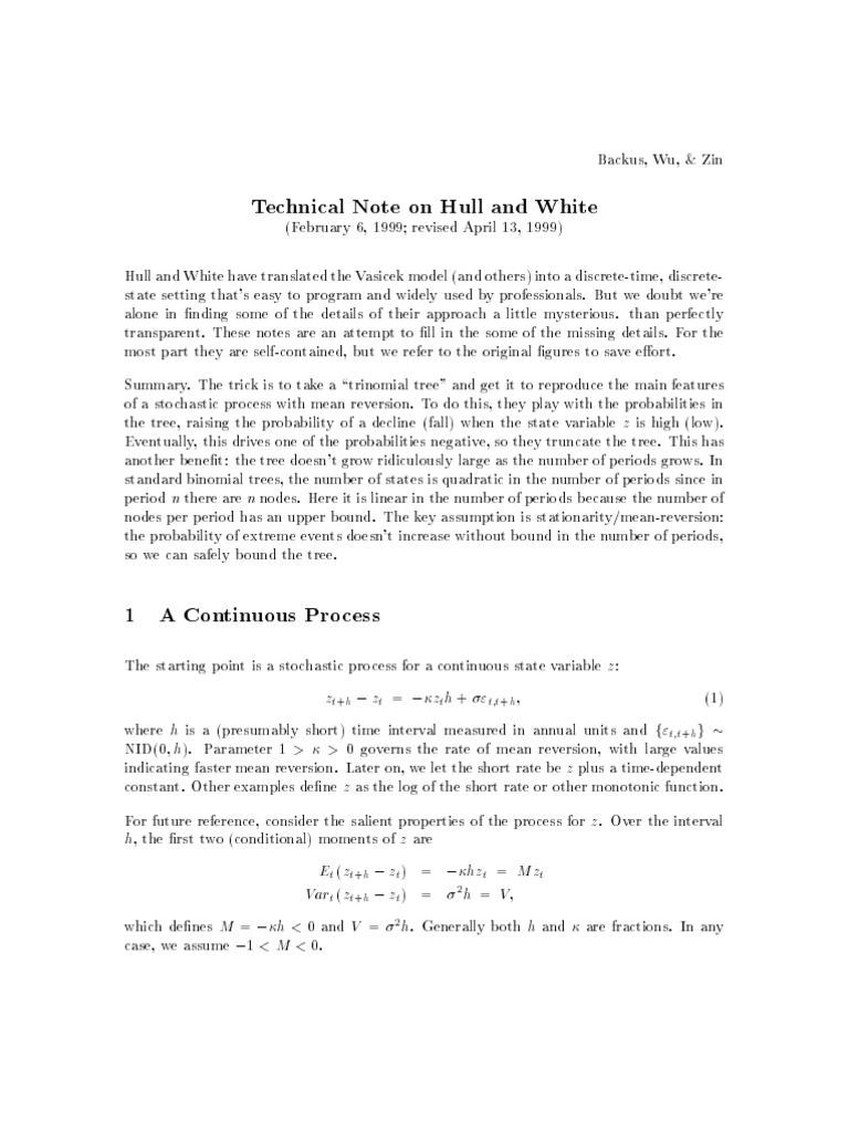 Hull White Tech Note | PDF | Markov Chain | Applied Mathematics