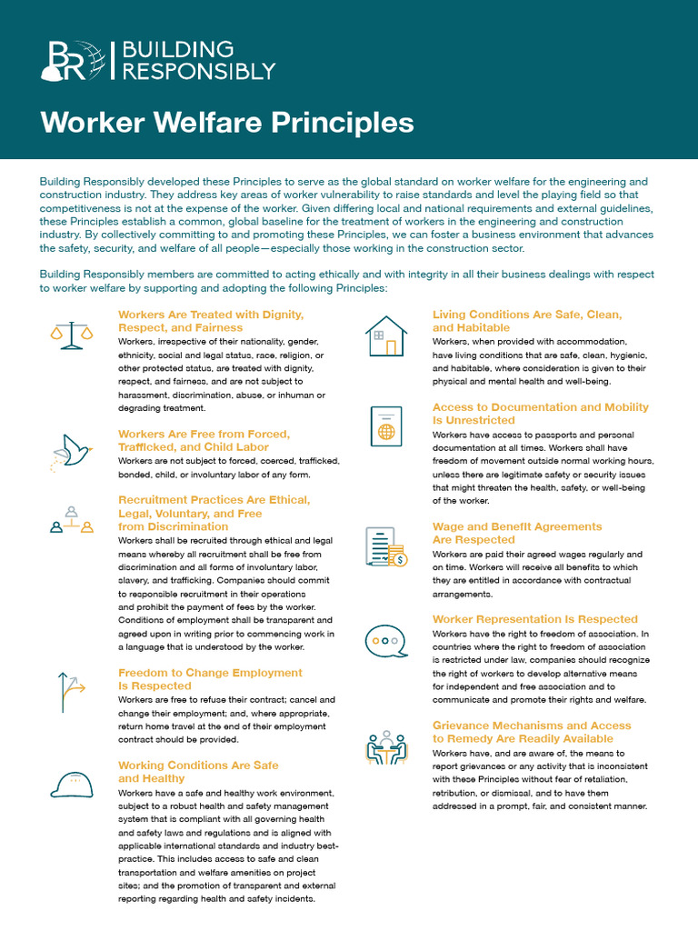 Building+Responsibly Worker+Welfare+Principles | PDF | Employment | Labor