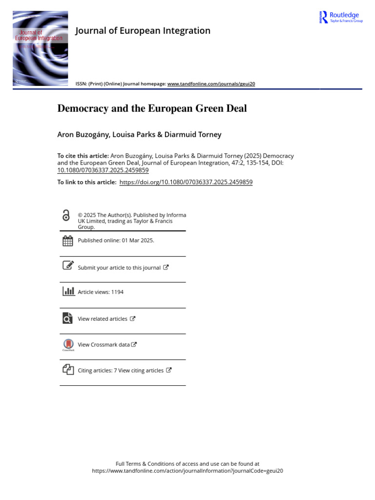 Democracy in the European Green Deal | PDF | European Union | Governance