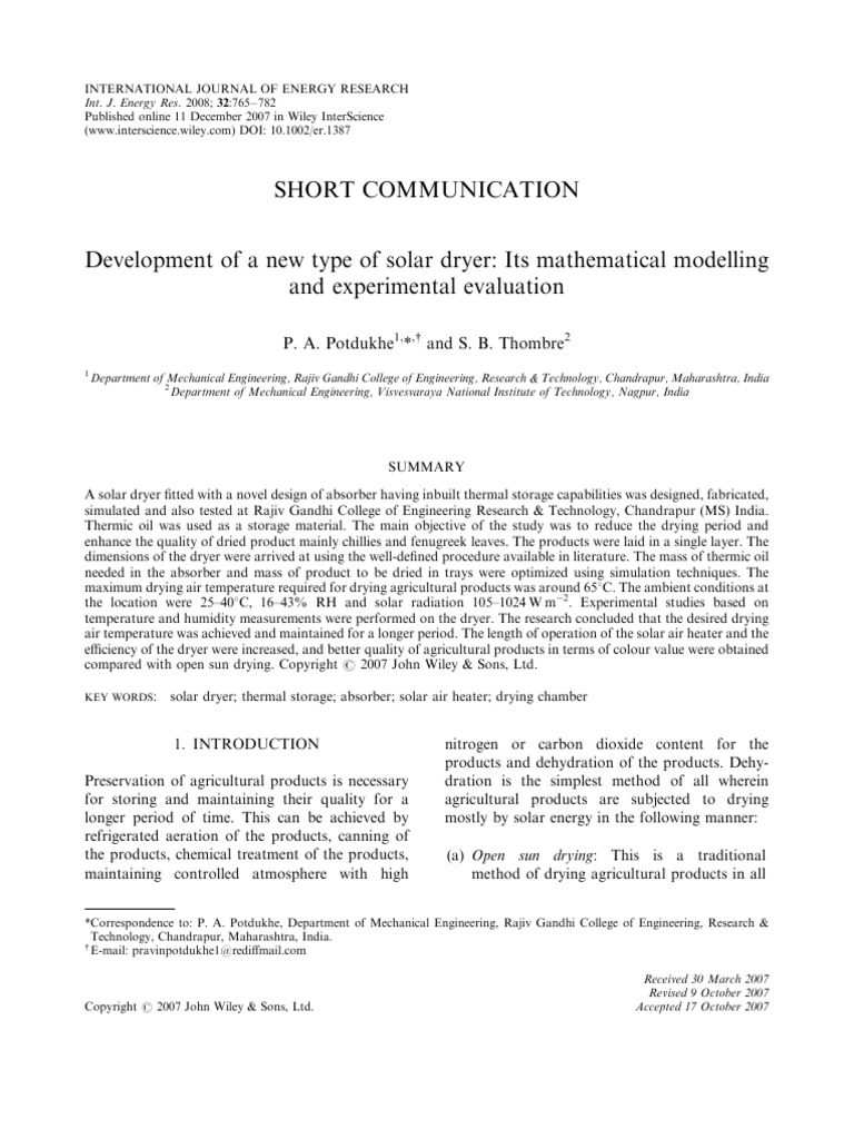 Potdukhe 2008 | PDF | Heat Transfer | Clothes Dryer