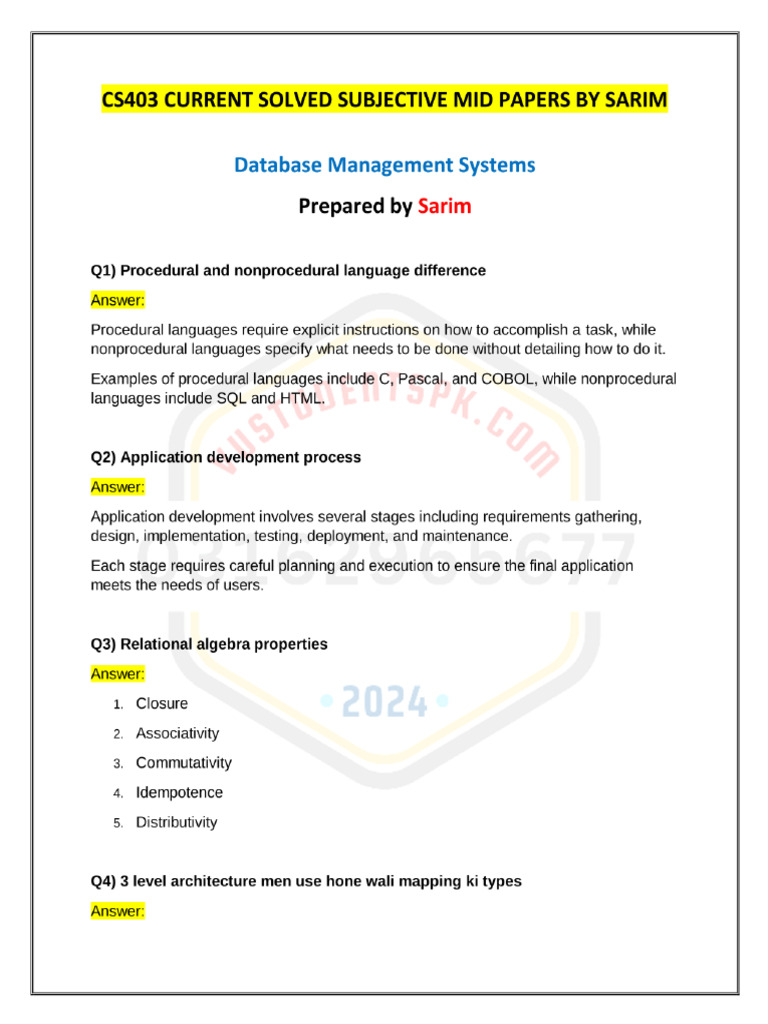 TS Current Midterm Solved Subjective Papers by Sarim | PDF