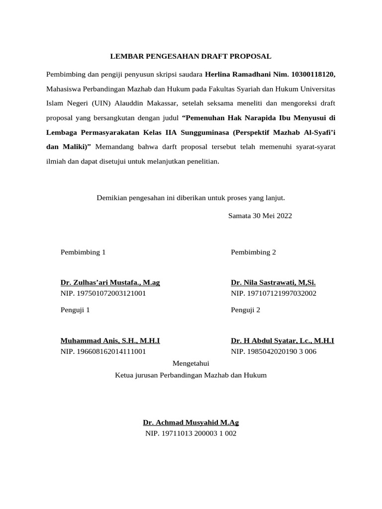 Lembar Pengesahan Draft Proposal | PDF