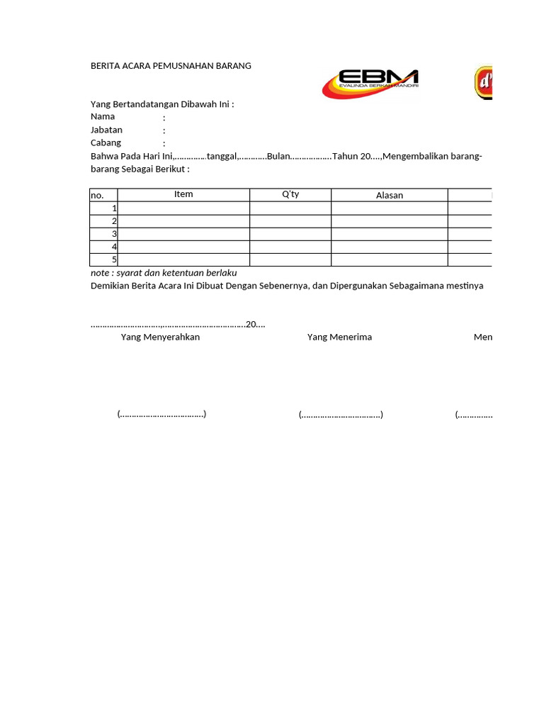 Form Retur | PDF