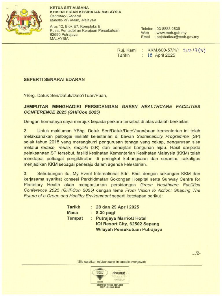 Jemputan Conference GHFCon ALL 28-29 April 2025 | PDF