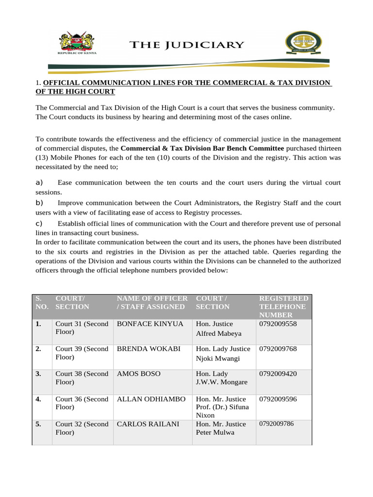Milimani Commercial Court Updates | PDF
