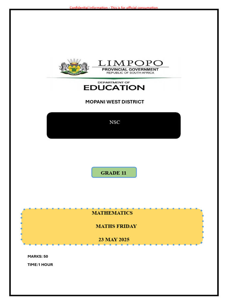 Grade 11 Maths Exam Paper May 2025 Pdf