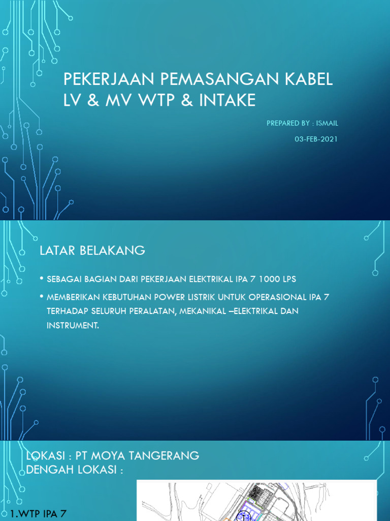 Pekerjaan Pemasangan Kabel LV MV WTP | PDF