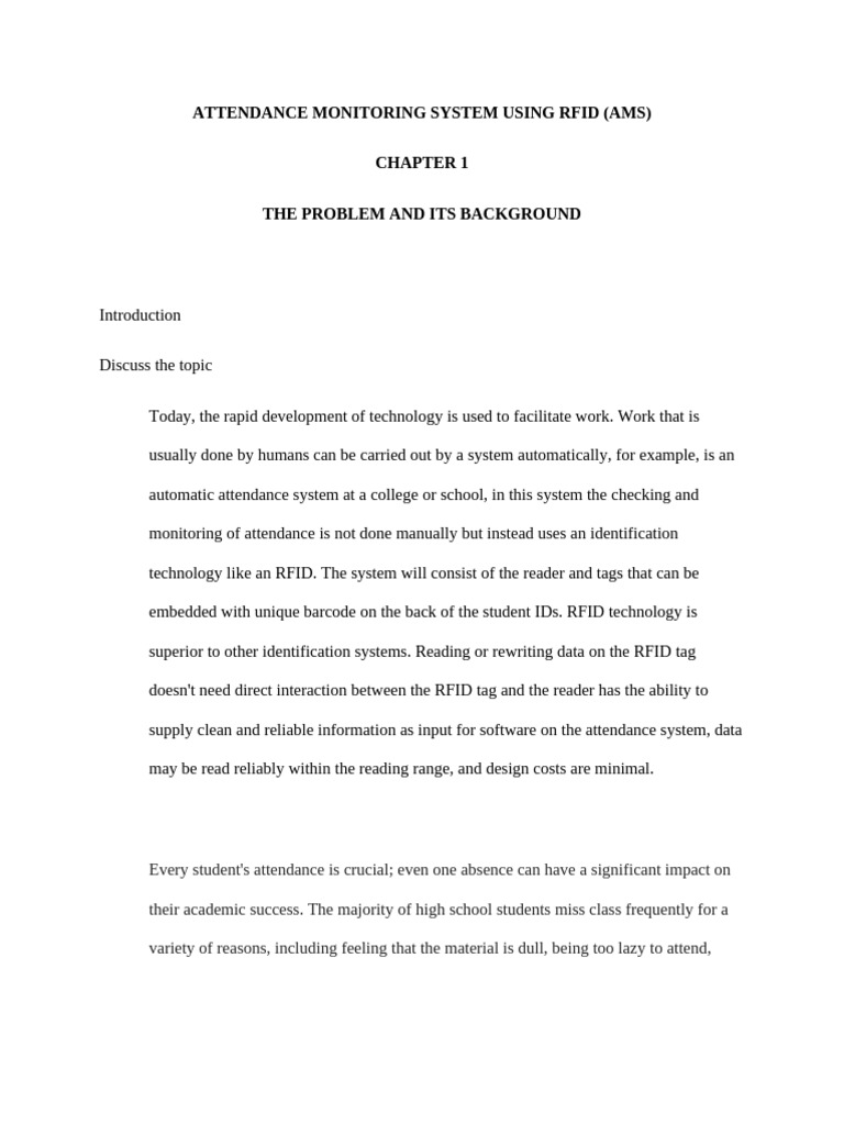 ATTENDANCE MONITORING SYSTEM USING RFID(AMS) | PDF | Radio Frequency ...