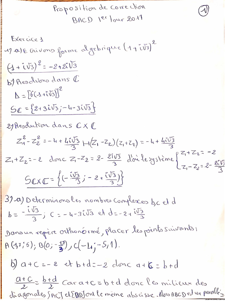 Proposition de Corrigé Bac 2017 | PDF