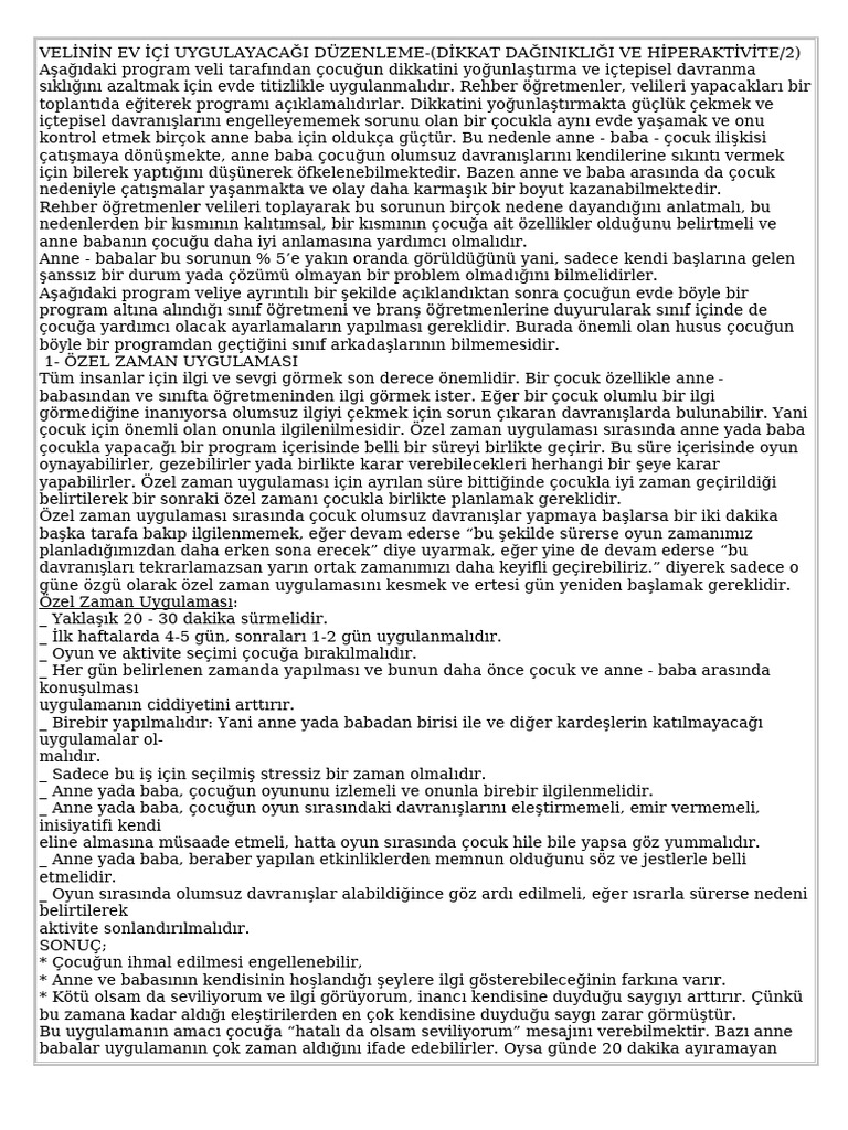 DEHB Ev Uygulamaları | PDF