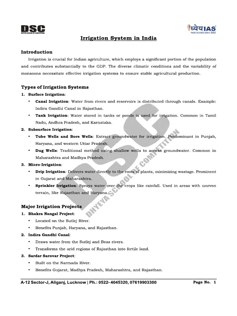 Irrigation System in India | PDF