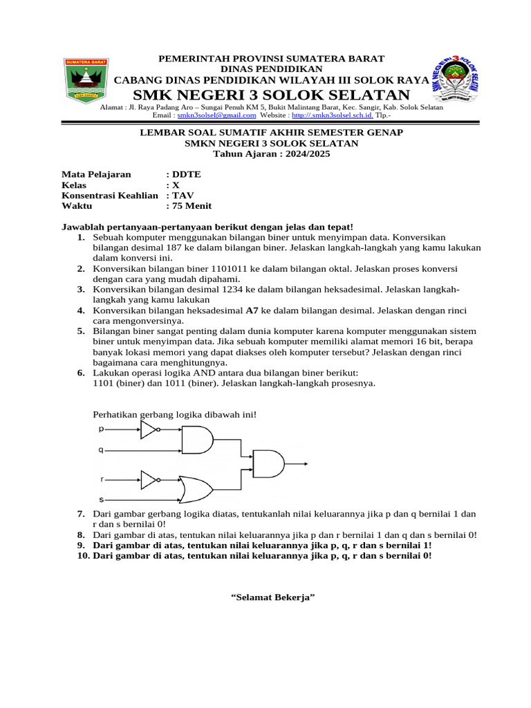 Soal Ddte Kls X SMT Genap 2025 Ok | PDF