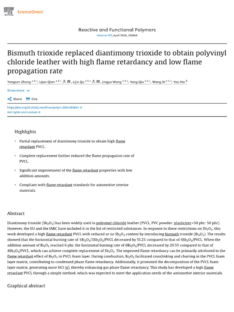 Bismuth Trioxide Replaced ATO Diantimony Tr... Flame Propagation Rate ...