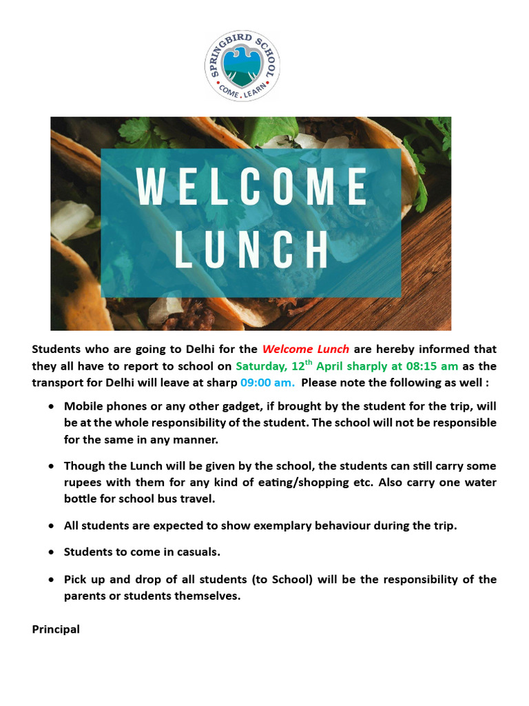 Welcome Lunch Final Notice | PDF