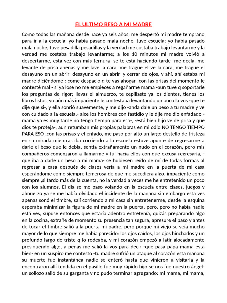EL ULTIMO BESO A MI MADRE | PDF