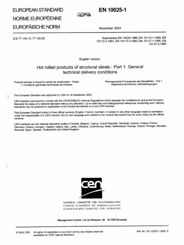 En 10025-1 - 2004 | PDF