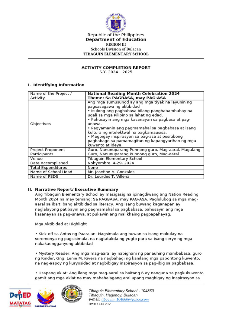 Filipino Acr-National-Reading-Month | PDF | Philippines