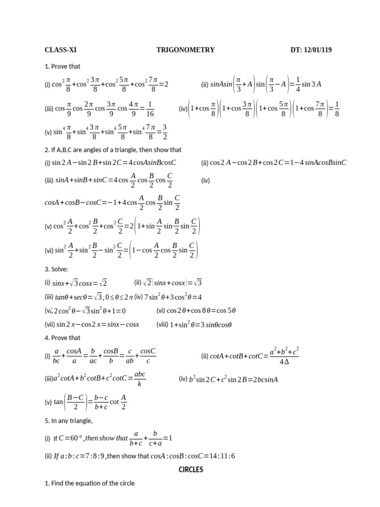 Trigonometry, Circles, Limits and Derivatives | PDF | Circle | Trigonometry