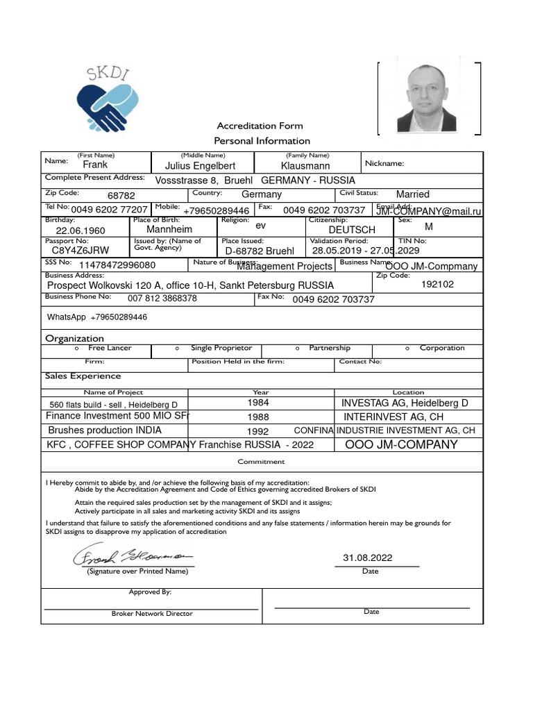 Accreditation Form for Brokers | PDF | Government And Personhood