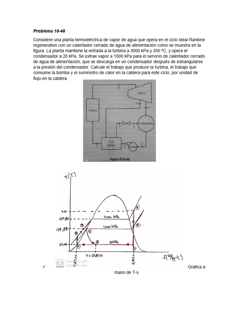 Ciclo Rankine Regenerativo Problema 10 48 | PDF | Termodinámica | Gases