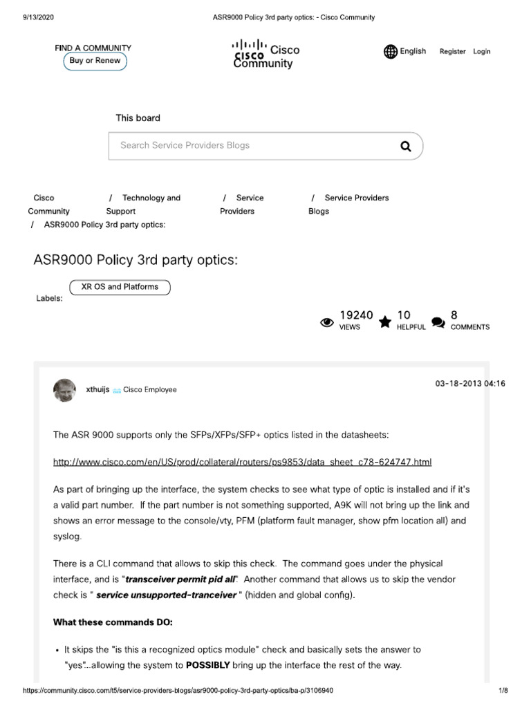 ASR9000 Policy 3rd party optics_Cisco | PDF