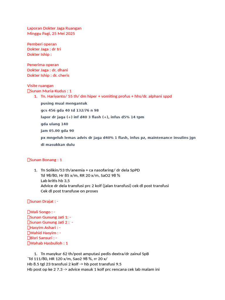 Laporan Dokter Jaga Ruangan | PDF | Java | Indonesian People