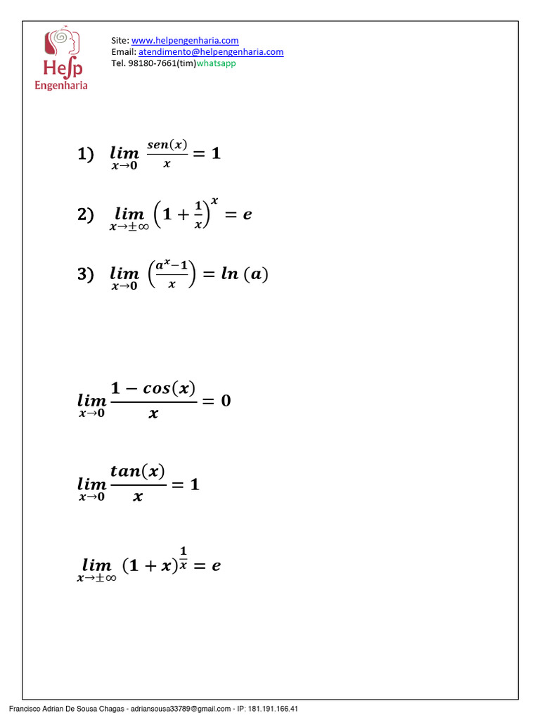 Fundamentos e Cálculos de Limites | PDF