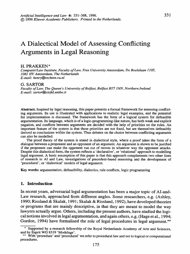 A Dialectical Model of Assessing Conflicting | PDF | Argument | Argumentation Theory