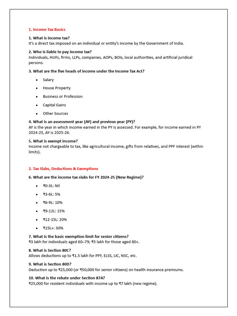 Income Tax Overview and Guidelines | PDF | Taxes | Government Finances