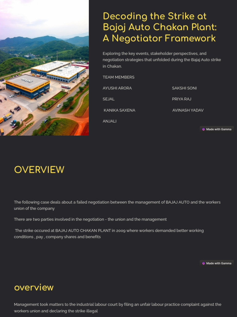 Decoding The Strike at Bajaj Auto Chakan Plant A Negotiator Framework | PDF