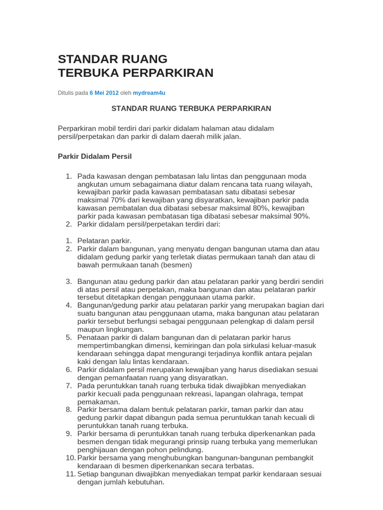 Standar Ruang Parkir - 2012 | PDF