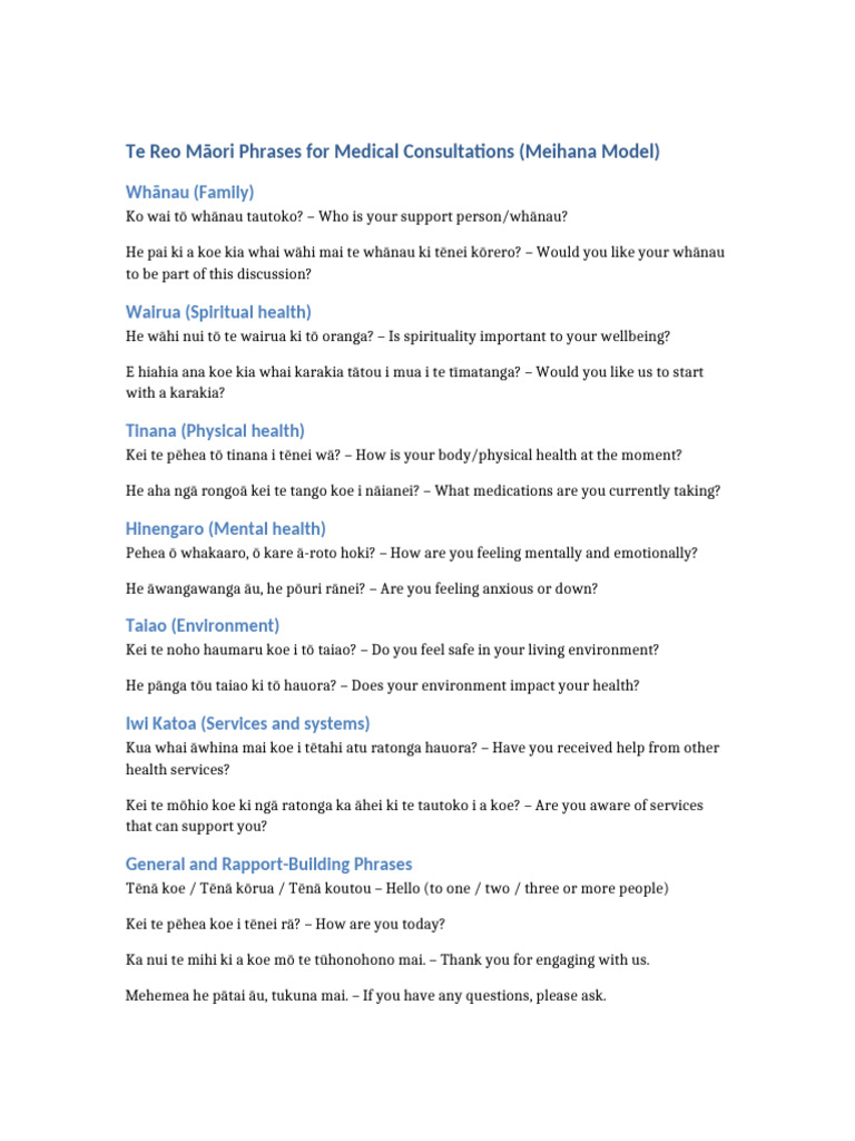 Maori Phrases Meihana Model | PDF